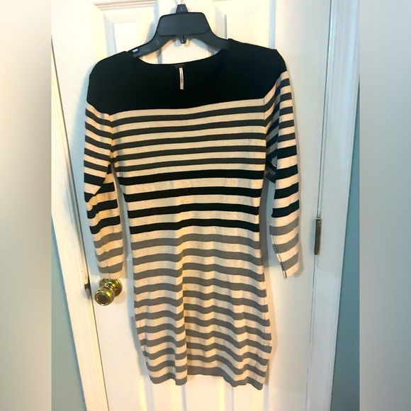 Poof! | Dresses | Poof Body Con Black And White Striped Sweater Dress ...
